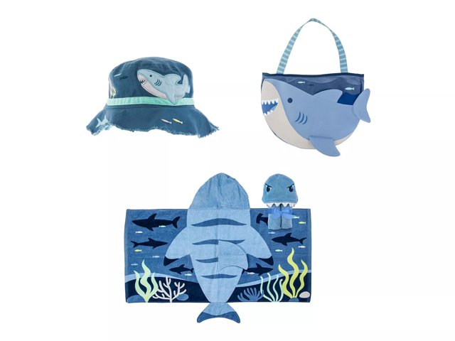 Stephen Joseph Shark Kids' Beach Towel, Tote, & Bucket Hat Set - Free ...