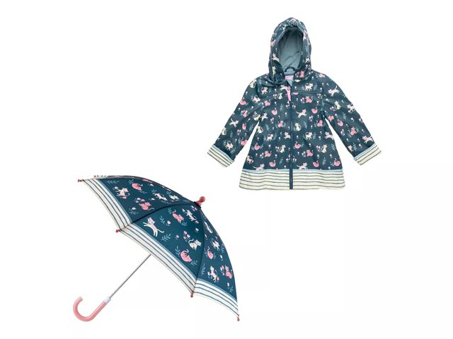 Stephen Joseph Cats Kids' 4/5 Raincoat & Umbrella Set - Free Shipping | DSW