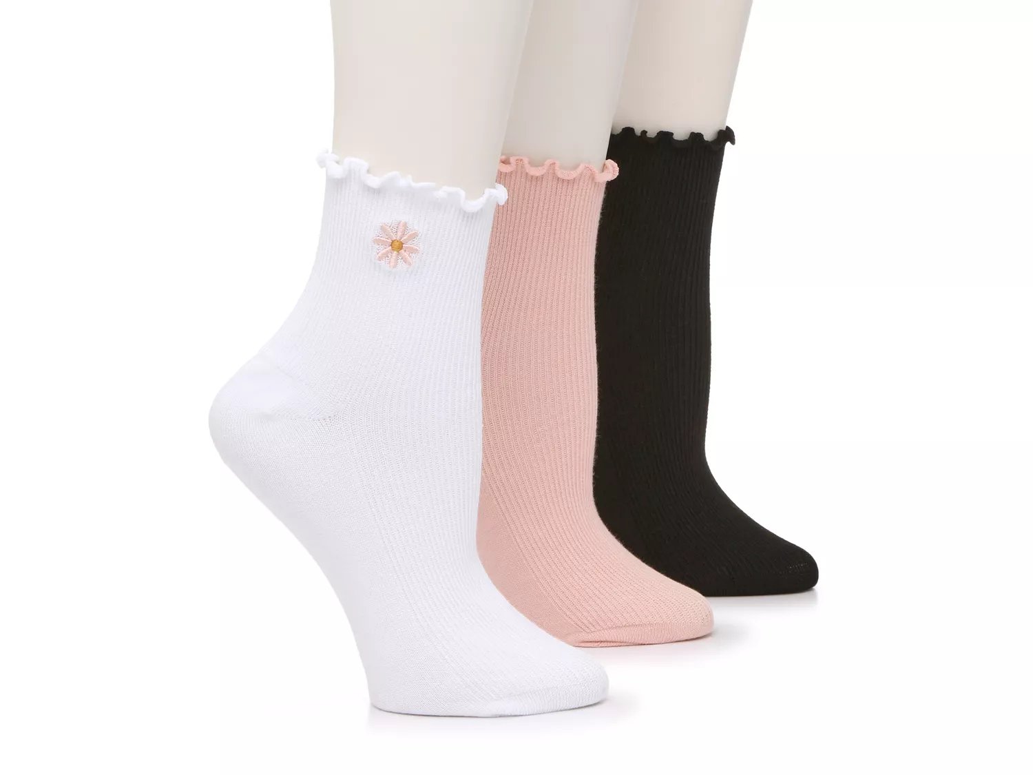 Steve Madden Flower Ruffle Women's Crew Socks - 3 Pack - Free Shipping ...