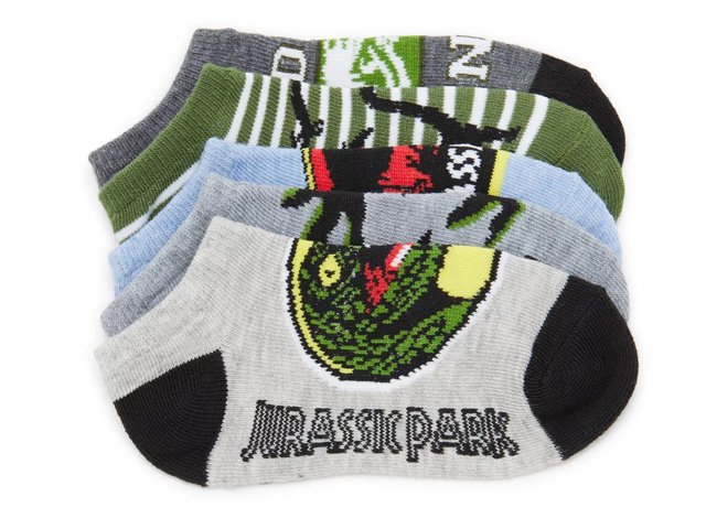 High Point Design Jurassic Park Kids' No Show Socks - 5 Pack - Free ...