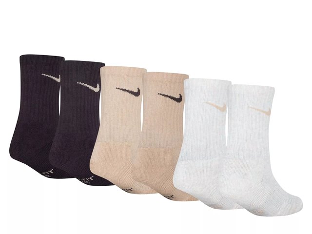 Nike Performance Kids' Crew Socks - 6 Pack - Free Shipping | DSW