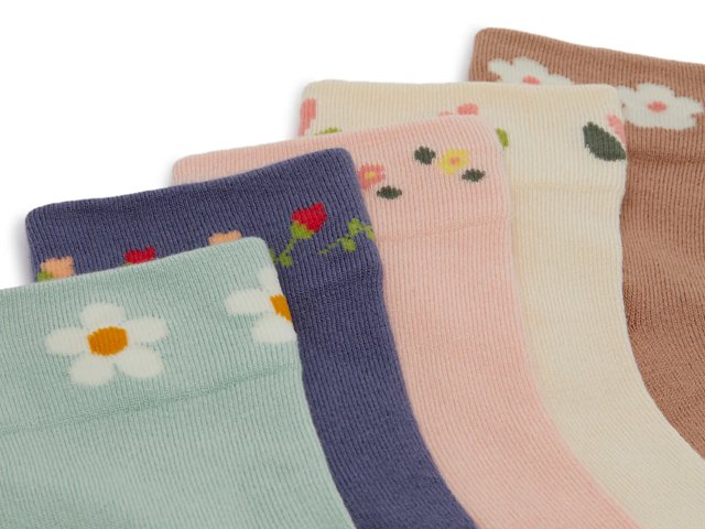 Crown Vintage Floral Wide Welt Women's Ankle Socks - 5 Pack - Free ...
